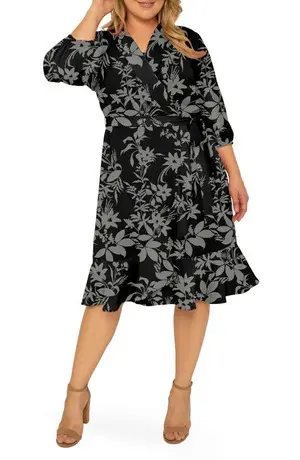 STANDARDS & PRACTICES Kylie Ruffle Wrap Dress - Black Grey