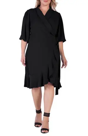 STANDARDS & PRACTICES Kylie Ruffle Wrap Dress - Black