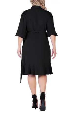 STANDARDS & PRACTICES Kylie Ruffle Wrap Dress - Black