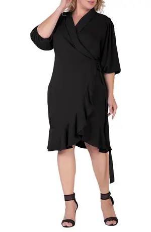 STANDARDS & PRACTICES Kylie Ruffle Wrap Dress - Black