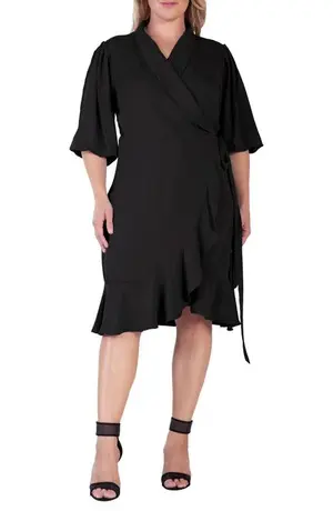 STANDARDS & PRACTICES Kylie Ruffle Wrap Dress - Black