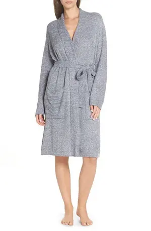 Barefoot Dreams Cozychic™ Lite® Ribbed Robe Pacific Blue/ Pearl- He