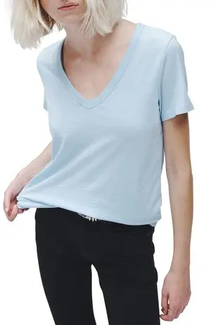 Rag & Bone Rag & Bone The Vee Slub Cotton T-shirt Raindrop