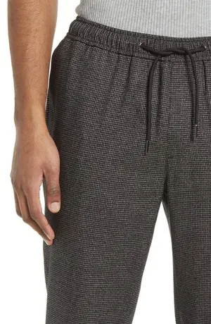 OPEN EDIT Plaid Stretch Trousers - Grey Mini Houndstooth