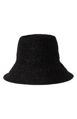 Janessa Leoné Felix Crochet Raffia Bucket Hat - Black