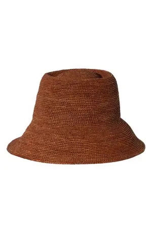 Janessa Leoné Janessa Leoné Felix Crochet Raffia Bucket Hat Chestnut