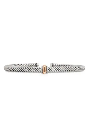David Yurman Classic Cable Station Bracelet - Silver/rose Gold