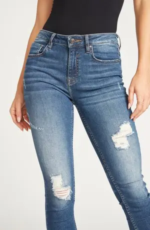 VIGOSS Jagger Distressed Skinny Jeans - Med Wash