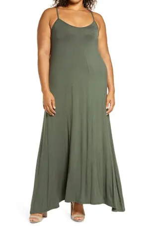 Loveappella A-line Maxi Dress - Olive