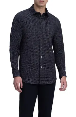 Bugatchi Ooohcotton® Geometric Button-up Shirt Black