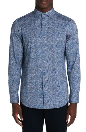Bugatchi Ooohcotton® Geometric Button-up Shirt Brown/navy