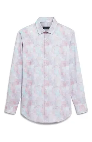 Bugatchi Ooohcotton® Geometric Button-up Shirt Mint