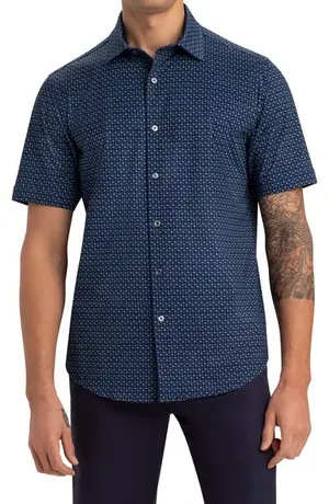 Bugatchi Ooohcotton® Geometric Button-up Shirt Navy