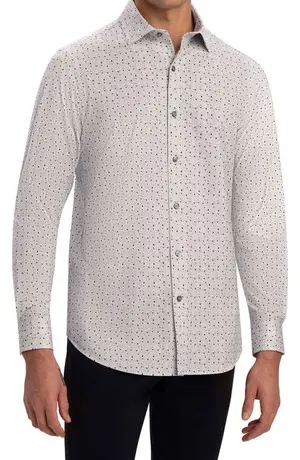 Bugatchi Ooohcotton® Geometric Button-up Shirt Platinum