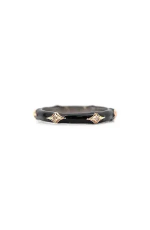 Armenta Champagne Diamond & Enamel Stack Ring - Black