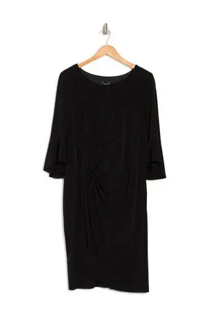 CONNECTED APPAREL Gathered Faux Wrap Dress