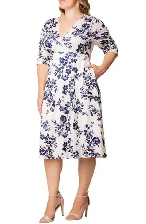 KIYONNA Gabriella Print A-line Dress - Ivory Florals