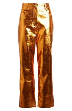AMY LYNN Shiny Straight Leg Pants