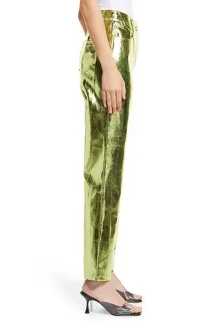 AMY LYNN Shiny Straight Leg Pants - Lime