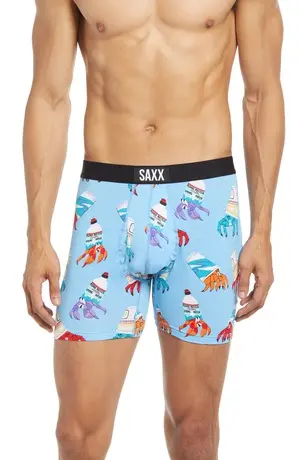 SAXX Ultra Super Soft Boxer Briefs Blue Trash Crab