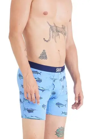 SAXX Ultra Super Soft Boxer Briefs - Fish On-sail Blue