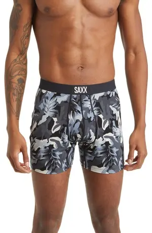 SAXX Ultra Super Soft Boxer Briefs Jungle Canopy- Black