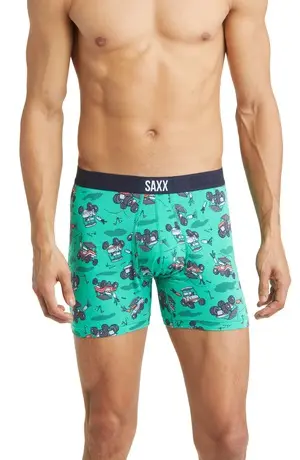 SAXX Ultra Super Soft Boxer Briefs Off Course Carts- Green