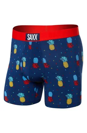 SAXX Ultra Super Soft Boxer Briefs Pineapple Flip- Navy