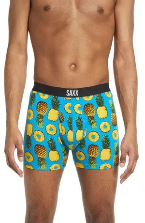 SAXX Ultra Super Soft Boxer Briefs Polka Pineapple- Blue