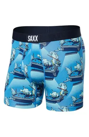 SAXX Ultra Super Soft Boxer Briefs Pool Shark Pool- Blue