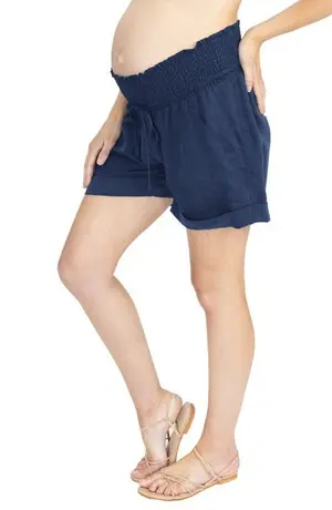 ANGEL MATERNITY Tencel® Maternity Shorts - Navy