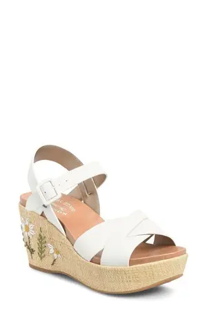Kork-Ease® Ava 2.0 Platform Wedge Sandal - White/cream Raffia Wrap