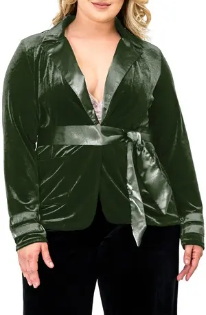 STANDARDS & PRACTICES Lottie Velvet & Satin Jacket Green