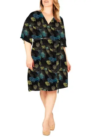STANDARDS & PRACTICES Candice Georgette Wrap Dress - Black Sparkler
