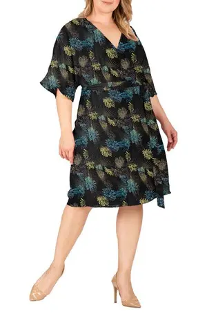 STANDARDS & PRACTICES Candice Georgette Wrap Dress - Black Sparkler