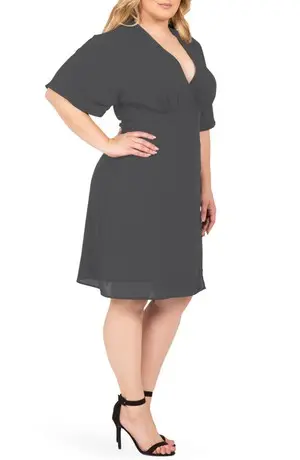 STANDARDS & PRACTICES Candice Georgette Wrap Dress - Smoke Grey