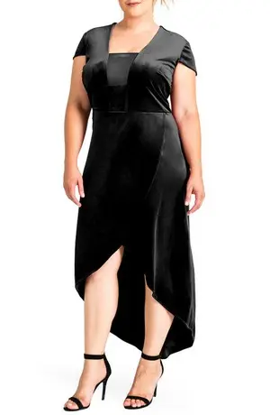 STANDARDS & PRACTICES Luna Velvet Wrap Dress - Black