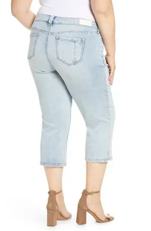 SLINK JEANS Distressed Crop Straight Leg Jeans - Louise