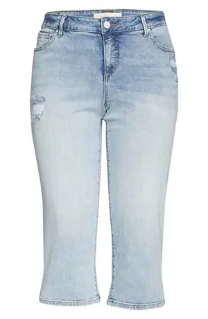 SLINK JEANS Distressed Crop Straight Leg Jeans - Louise