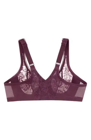 GLAMORISE Wonderwire® Front Close Lacy T-back Underwire Bra - Black Plum