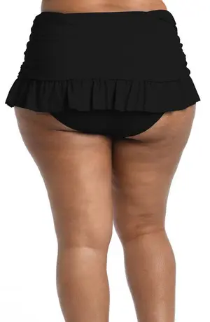La Blanca Island Goddess Skirted Bikini Bottoms - Black