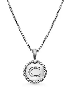 David Yurman David Yurman Initial Charm Diamond Necklace Silver/diamond-c