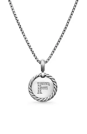 David Yurman David Yurman Initial Charm Diamond Necklace Silver/diamond-f