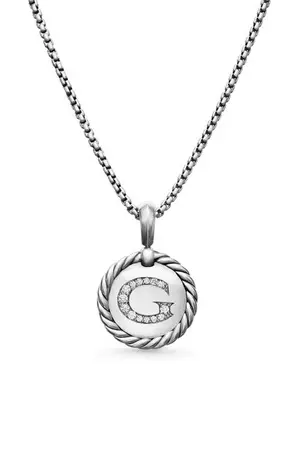 David Yurman David Yurman Initial Charm Diamond Necklace Silver/diamond-g