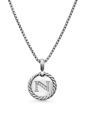 David Yurman David Yurman Initial Charm Diamond Necklace Silver/diamond-n