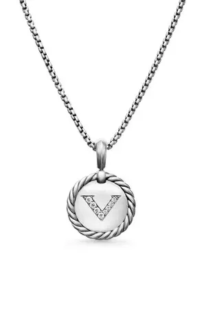 David Yurman David Yurman Initial Charm Diamond Necklace Silver/diamond-v