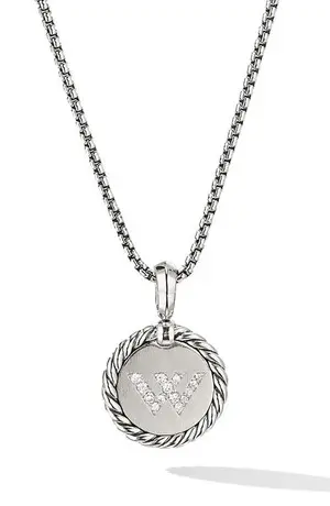 David Yurman David Yurman Initial Charm Diamond Necklace Silver/diamond-w
