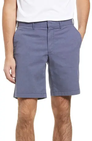 Nordstrom Slim Fit Coolmax Flat Front Chino Shorts Blue Shadow