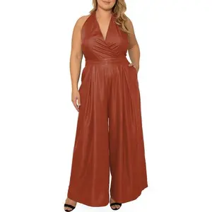 STANDARDS & PRACTICES London Sleeveless Wide Leg Jumpsuit - Brown