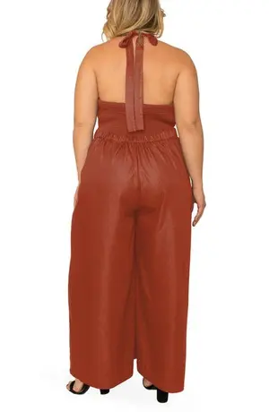 STANDARDS & PRACTICES London Sleeveless Wide Leg Jumpsuit - Brown